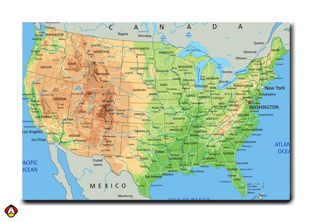 United States Physical Map Wall Art – Artopia